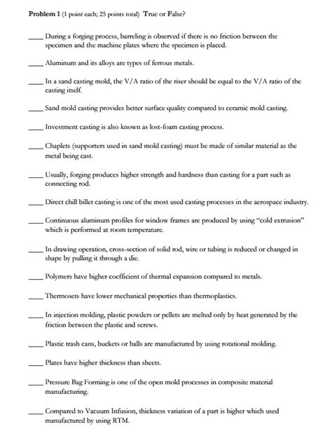 solved problem 1 1 point each 25 points total true or false during