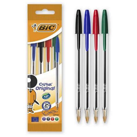 Bic Packet Of 4 Cristal Original Ballpoint Pens Assorted Colours