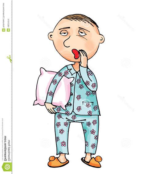 Pyjamas Dessin Beau Image Homme Dans Les Pyjamas Et Un Oreiller Stock
