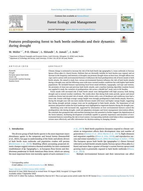 Pdf Features Predisposing Forest To Bark Beetle Outbreaks And Their
