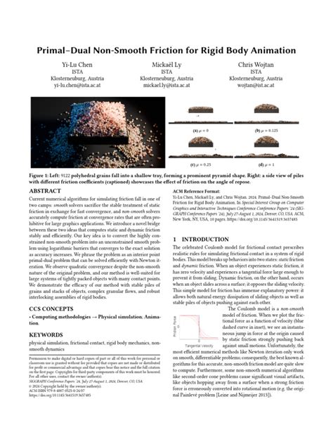 Primal Dual Non Smooth Friction For Rigid Body Animation Pdf