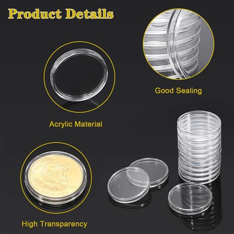 Clear Plastic Coin Protectors 20 Pcs Coin Snap Holders With 5 Sizes