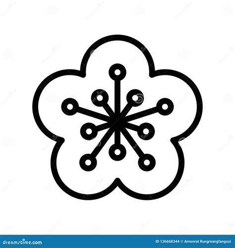 Plum Blossom Vector Chinese New Year Related Line Style Icon Editable Stroke Stock Vector