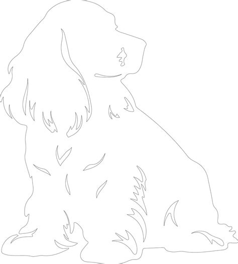 Cocker Spaniel Contorno Silhueta Fundo Branco Vetor Premium