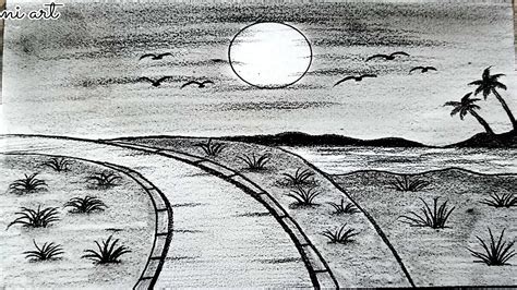 رسم سهل رسم منظر طبيعي تعلم كيف ترسم منظر طبيعي بالرصاص خطوة بخطوة