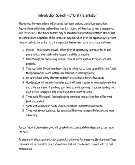 Oral Presentation Sample Speech