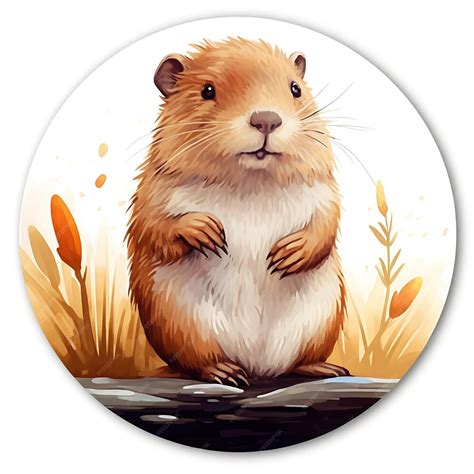 Premium Ai Image Cute Little Happy Nutria On A Circle
