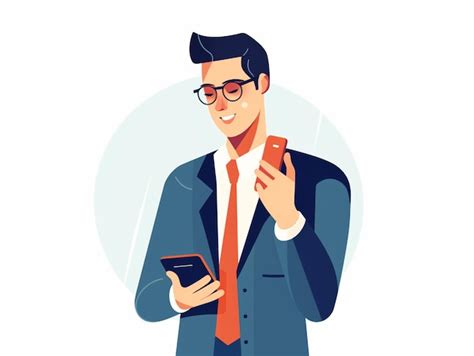 There Is A Man In A Suit And Tie Holding A Cell Phone Generative Ai