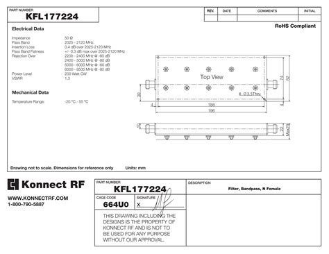 filter bandpass 2025 2120 mhz 50 ohm n female konnectrf