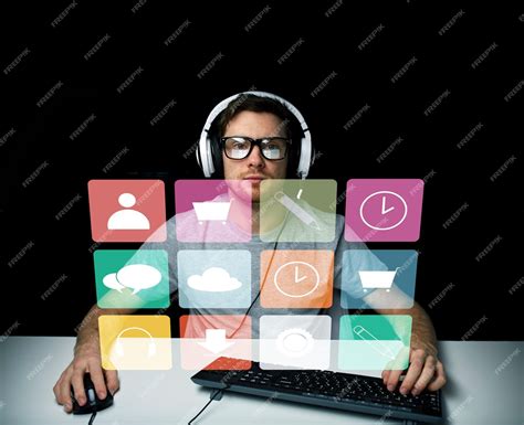 Premium Photo Technology Media And People Concept Young Man Or Hacker In Headset And