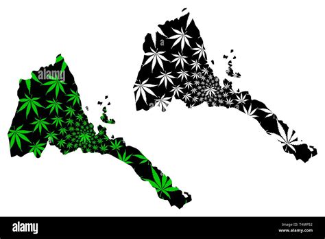 Eritrea Map Is Designed Cannabis Leaf Green And Black State Of Eritrea Horn Of Africa Map