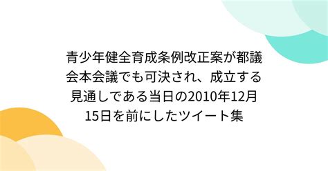 青少年健全育成条例改正案が都議会本会議でも可決され、成立する見通しである当日の2010年12月15日を前にしたツイート集 Togetter