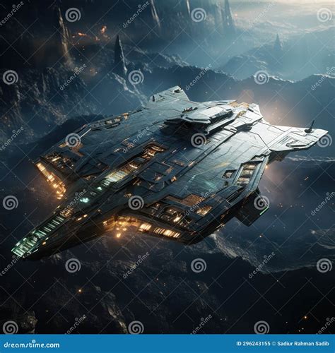 Futuristic Spaceship Flying In Deep Space Stock Illustration Illustration Of Alien