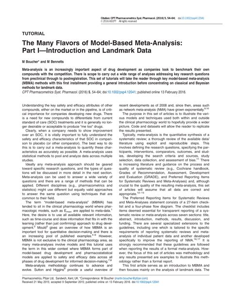Pdf The Many Flavours Of Model Based Meta Analysis Part I Pdf The Many Flavours Of Model Based Meta Analysis Part I