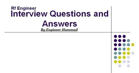 Rf Engineer Interview Questions Drive Test Engineer Interview Questions