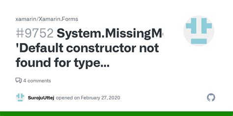 Systemmissingmethodexception Default Constructor Not Found For Type