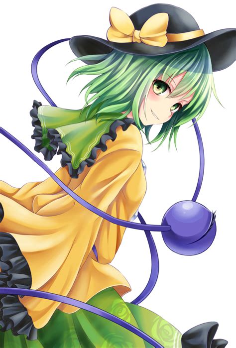 Safebooru 1girl Bow Chikuwa Savi Floral Print Green Eyes Green Hair