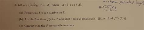 Solved 3 Let S A∈bra−a Where −a −xx∈a A Prove