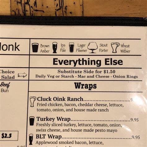 Menu At The Grumpy Monk Carolina Forest Restaurant Myrtle Beach