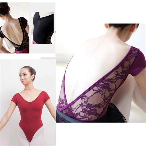 Adult Ballet Dance Leotard Short Sleeve Lace Ballet Stage Dancing Costume Sexy Ballet Gymnastics