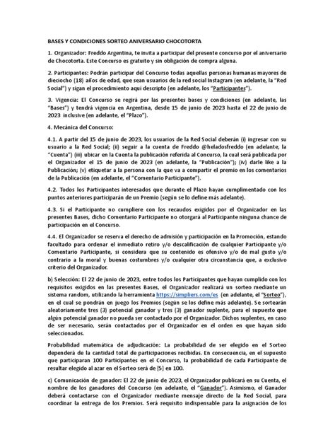 Byc Sorteo Chocotorta Pdf