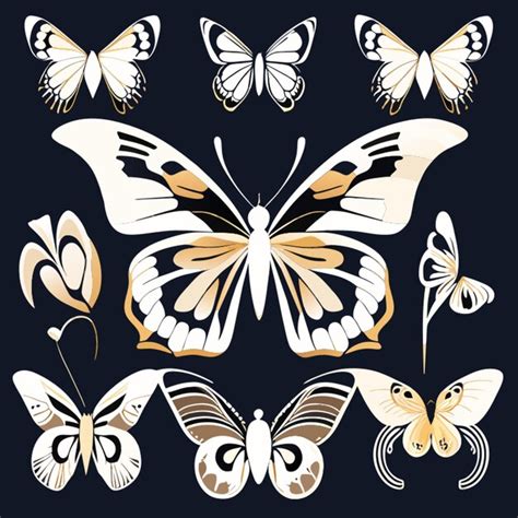 набор из 10 роскошных рисунок бабочек штемпель бабочка мотыльки крылья и летящий изолированный