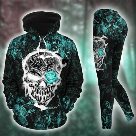 Skull Tattoo Flower Turquoise And Black Unique 3d Printed Sublimation