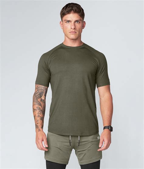Born Tough Core Fit Short Sleeve Army Green Gym Workout Shirt For Men
