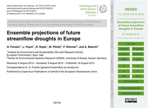 Pdf Ensemble Projections Of Future Streamflow Droughts In Europe