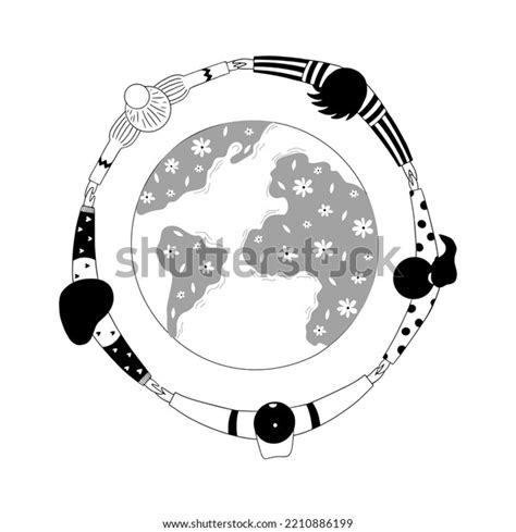 Earth Day People Stand Around Earth Stock Vector Royalty Free