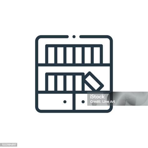 책 개념에서 책장 아이콘 벡터 책장 편집 가능한 스트로크의 얇은 선 그림입니다 웹 및 모바일 앱 로고 인쇄 미디어에 사용할 책장 선형 기호 0명에 대한 스톡 벡터 아트 및