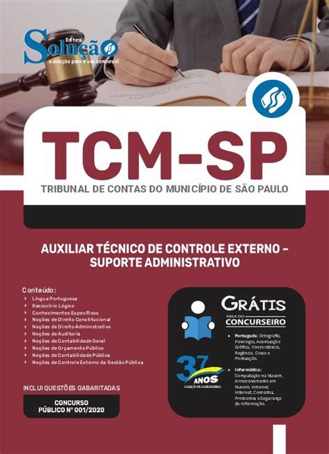 Apostila TCM SP 2023 Auxiliar Técnico de Controle