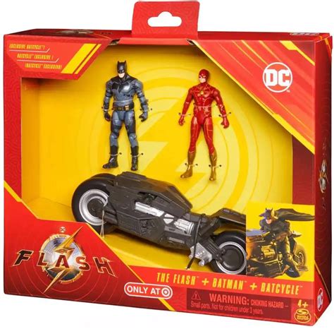 Dc The Flash The Flash Batman Batcycle Exclusive Action Figure Set