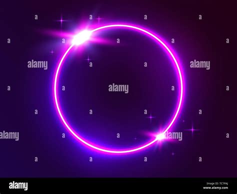 Neon Circle Futuristic Round Light Glowing Frame On Dark Backdrop