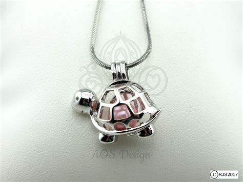 Happy Cute Turtle Pearl Cage Necklace Animal Bead Cage Locket Charm