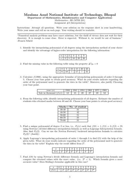 Assignment 3 Pdf Interpolation Mathematics