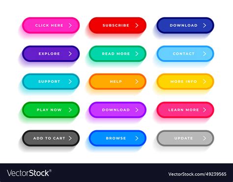 Collection Of Empty Download Web Button Sign Vector Image