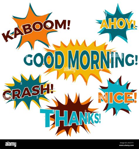 Set Of Six Cartoon Comic Balloon Speech Bubbles In Flat Style Elements