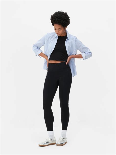 Womens Black High Waisted Jersey Leggings Primark