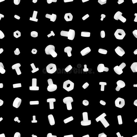 3d Rendering Height Map Seamless Pattern Of Bolts And Nuts Of