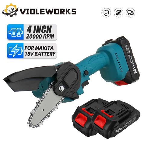 VIOLEWORKS Mini Motosserra El Trica 4 Polegada 1200W Makita 18V Bateria