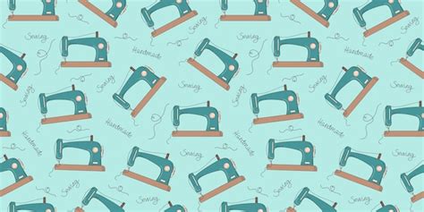 Premium Vector Sewing Machine Pattern Inscriptions Doodles Black