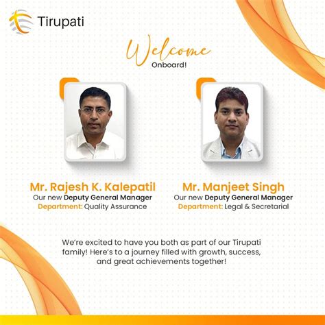Tirupati Group On Linkedin Newjoiner Welcome Tirupati Growth