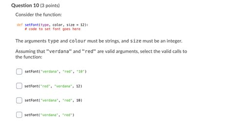solved question 10 3 points consider the function def