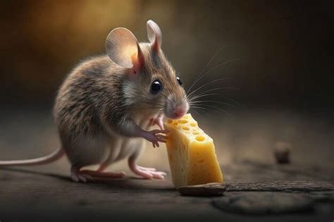 Premium Photo Mouse Sniffing Cheese