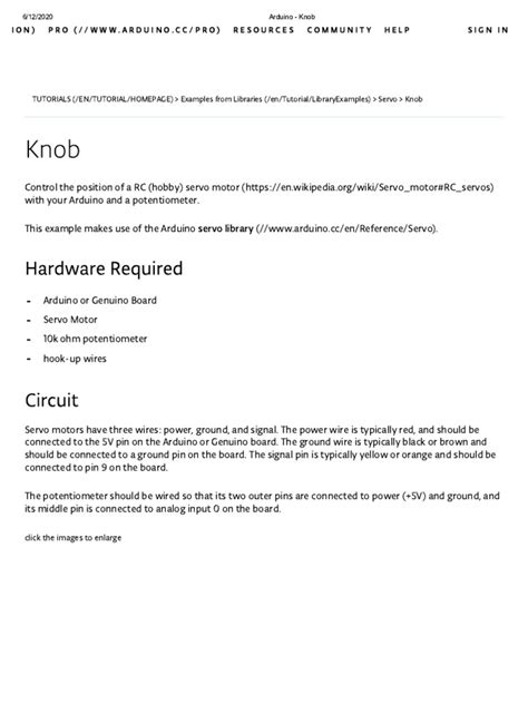 Arduino Knob Pdf