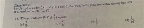 Solved Exercise 3 Let F X Y 3y For 0 Chegg Com