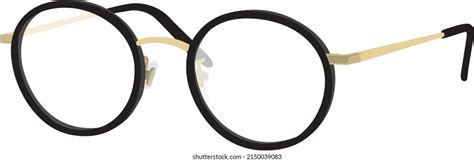 Clip Art Round Glasses Facing Sideways Stock Vector Royalty Free