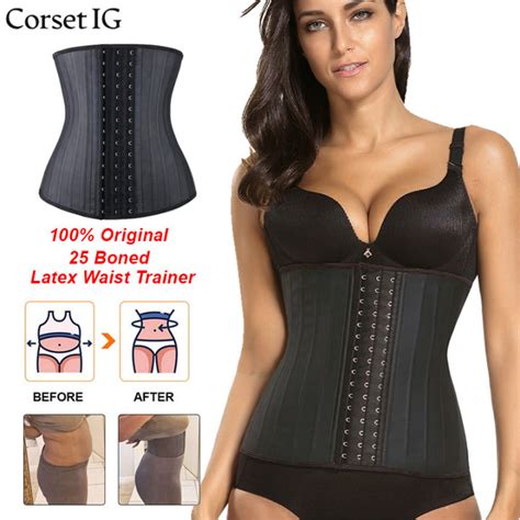 Corset Ig 25 Boned Latex Waist Trainer For Women Latex Underbust Waist