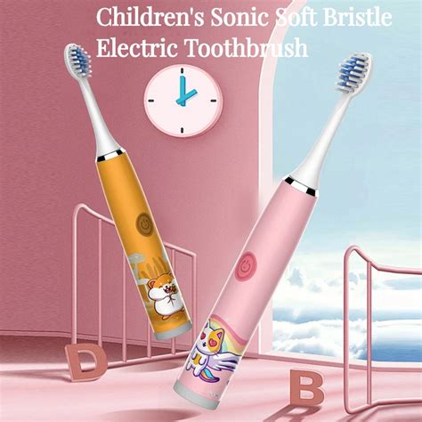 어린이 음파 전동 칫솔 귀여운 만화 치아 미백 칫솔 부드러운 강모 어린이 Usb 충전 배터리 유형 Aliexpress